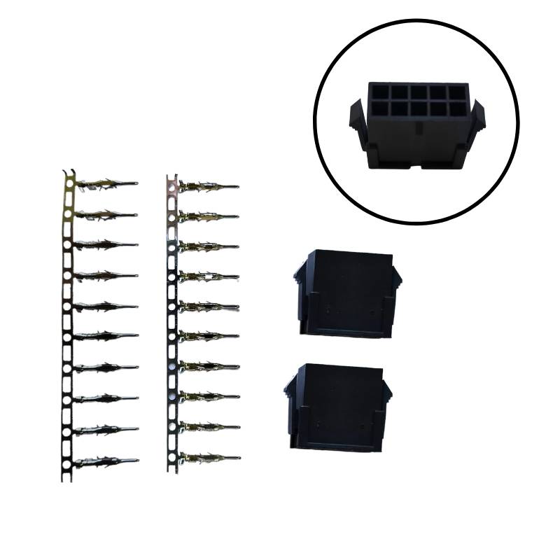 10-WAY Micro fit 3.00mm Rectangular Connector male with crimps (Black ...